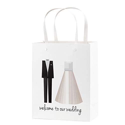 Crisky Welcome to Our Wedding Bags 25 pcs Welcome Wedding Bags for Hotel Guests, 10"X8"X4", Favor Bags