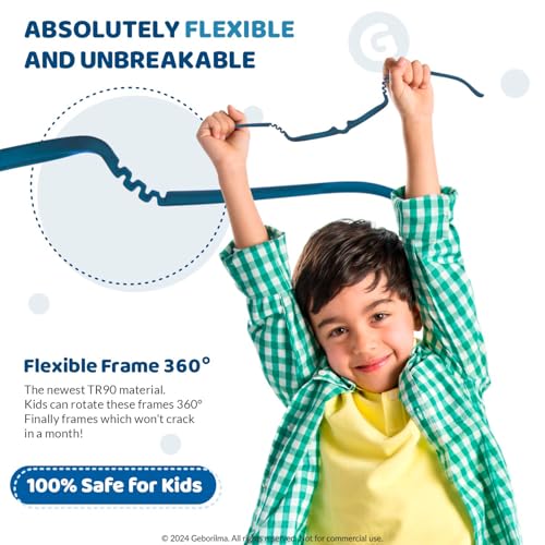Geborilma Kids Flexible Glasses Frames for Kids - Kids Prescription Glasses 4-7 y Rbg Glasses for Kids Eyeglasses Unbreakable Navy
