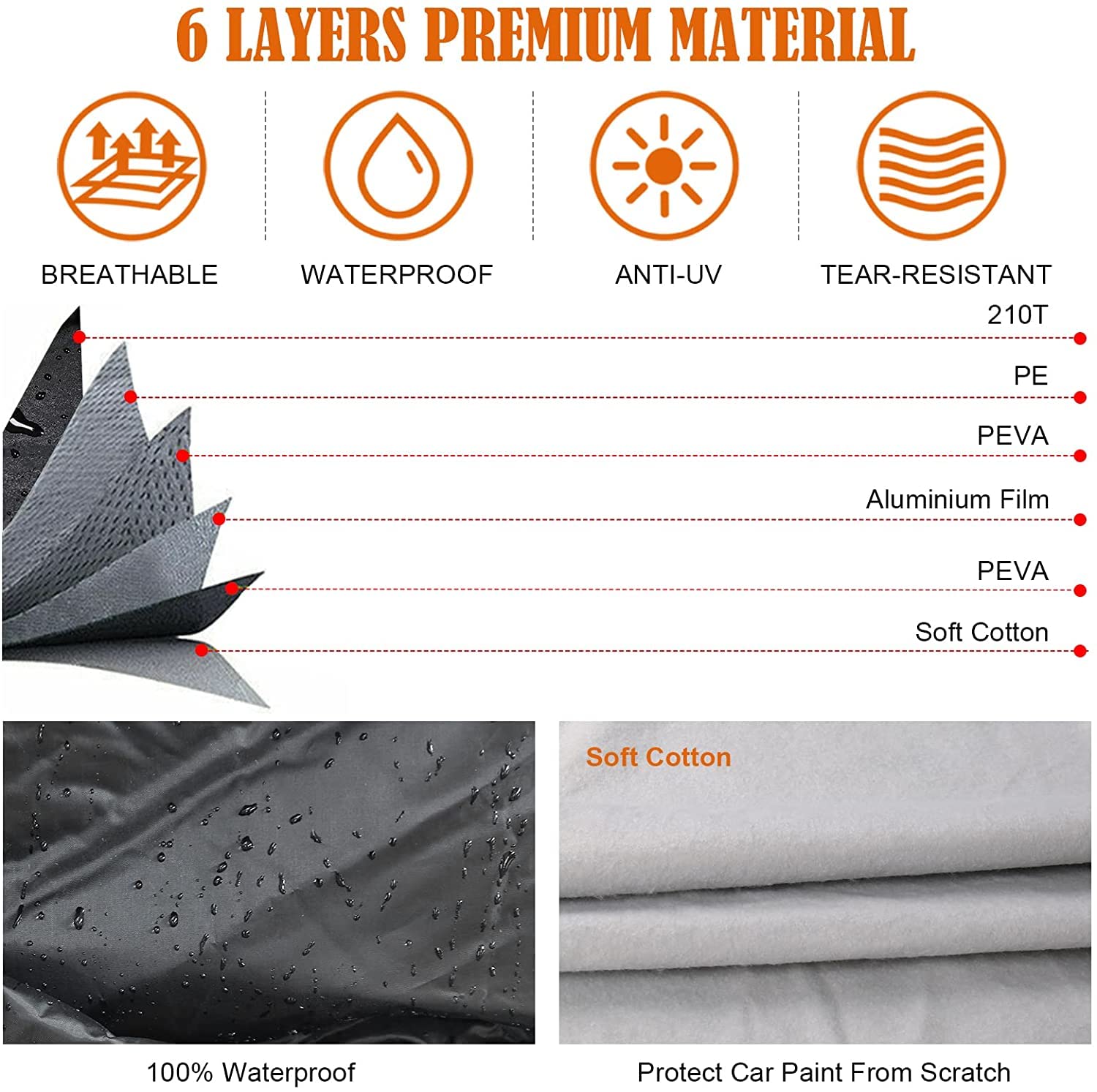 Waterproof Car Covers Replace for 2020-2025 Toyota Supra GR A90 A91 MK5, 6 Layers All Weather Custom-fit Car Cover with Zipper Door for Snow Rain Dust Hail Protection