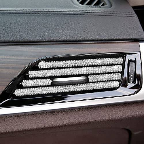 10Pcs Bling Car Vent Outlet Trim,Bling Rhinestone Car Air Conditioner Vent Decoration Strip,Bling Car Interior Moulding Trim Decor Bling Car Accessories （White）
