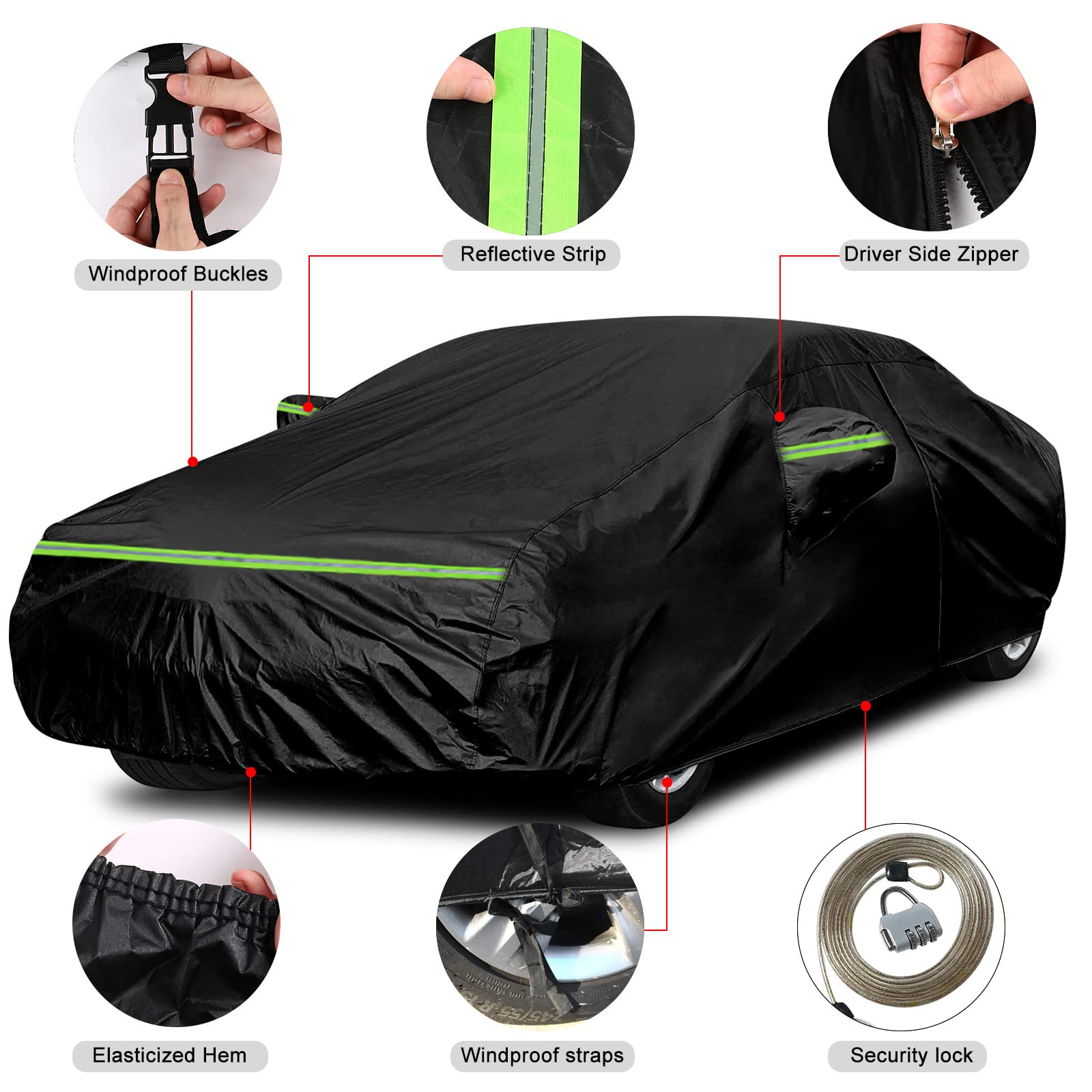 Waterproof Car Covers Replace for 2020-2025 Toyota Supra GR A90 A91 MK5, 6 Layers All Weather Custom-fit Car Cover with Zipper Door for Snow Rain Dust Hail Protection