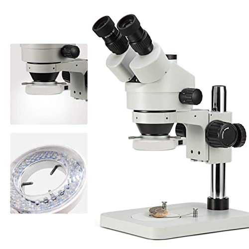 SWIFT Professional Trinocular Stereo Zoom Microscope,WF10X Eyepieces,3.5X-90X,0.7X-4.5X Zoom Objective,56-Bulb LED Ring Light, 0.5X 2.0X Barlow Lenses,Large Pillar-Style Table Stand