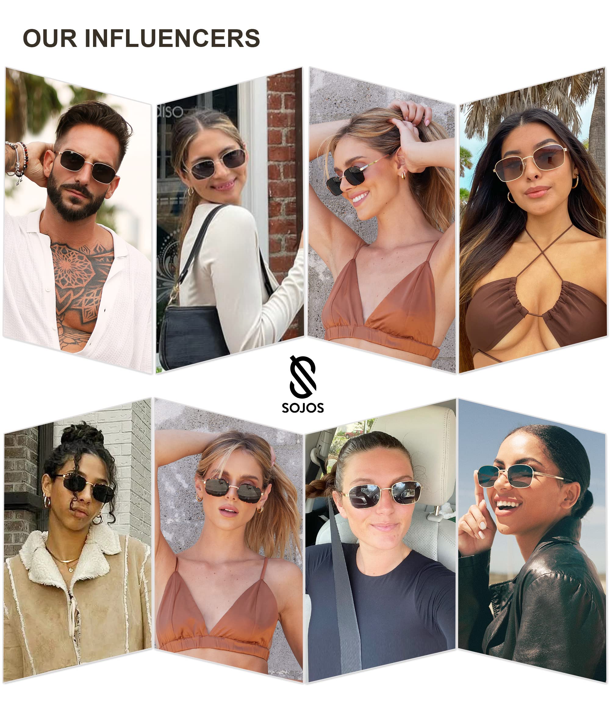 SOJOS Retro Rectangle Polarized Sunglasses for Women and Men,Vintage Narrow Square Womens Shades SJ1177 Gold Brown Grading