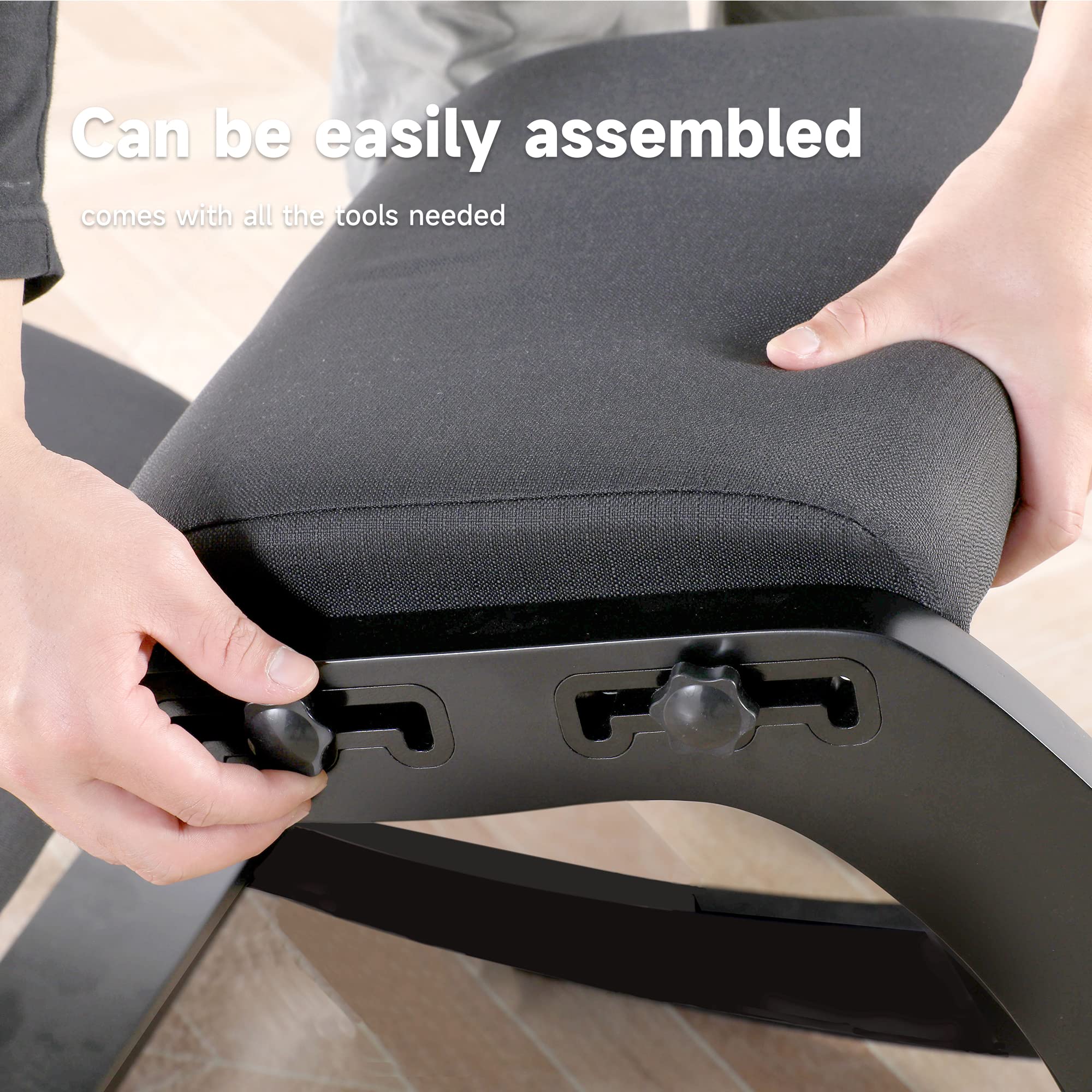 MallVitally Adjustable Kneeling Chair, Wooden Ergonomic Rocking Chair - Improve Your Posture with an Angled Seat for Home,Office(Black)