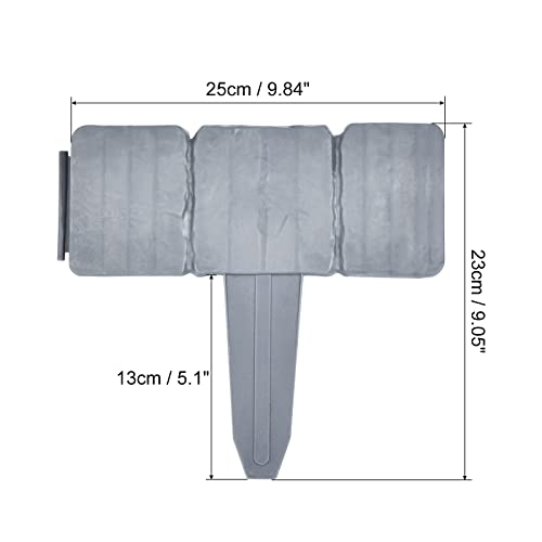 MECCANIXITY Garden Fence Stone Effect 9.8x9.1 Inch, Plastic Decorative Fencing Path Garden Border Edging for Patio Landscape Pathway, Overall 196 Inch Length, Grey Pack of 20