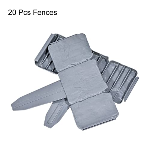 MECCANIXITY Garden Fence Stone Effect 9.8x9.1 Inch, Plastic Decorative Fencing Path Garden Border Edging for Patio Landscape Pathway, Overall 196 Inch Length, Grey Pack of 20