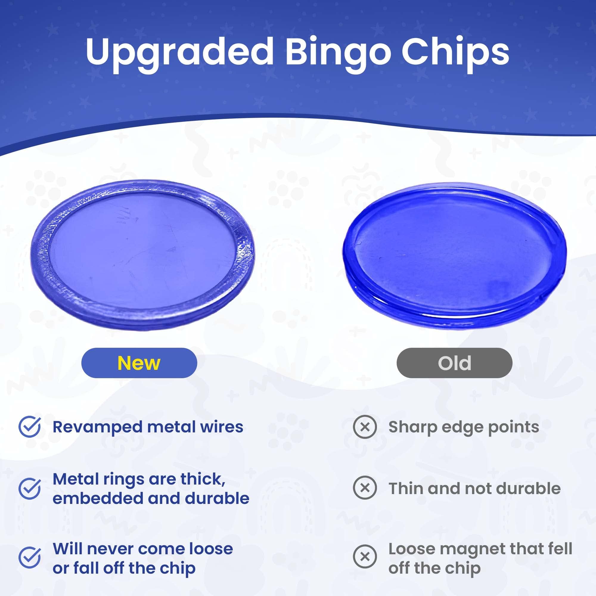 MR CHIPS 300 Magnetic Bingo in 6 Colors Plus Made USA Wands