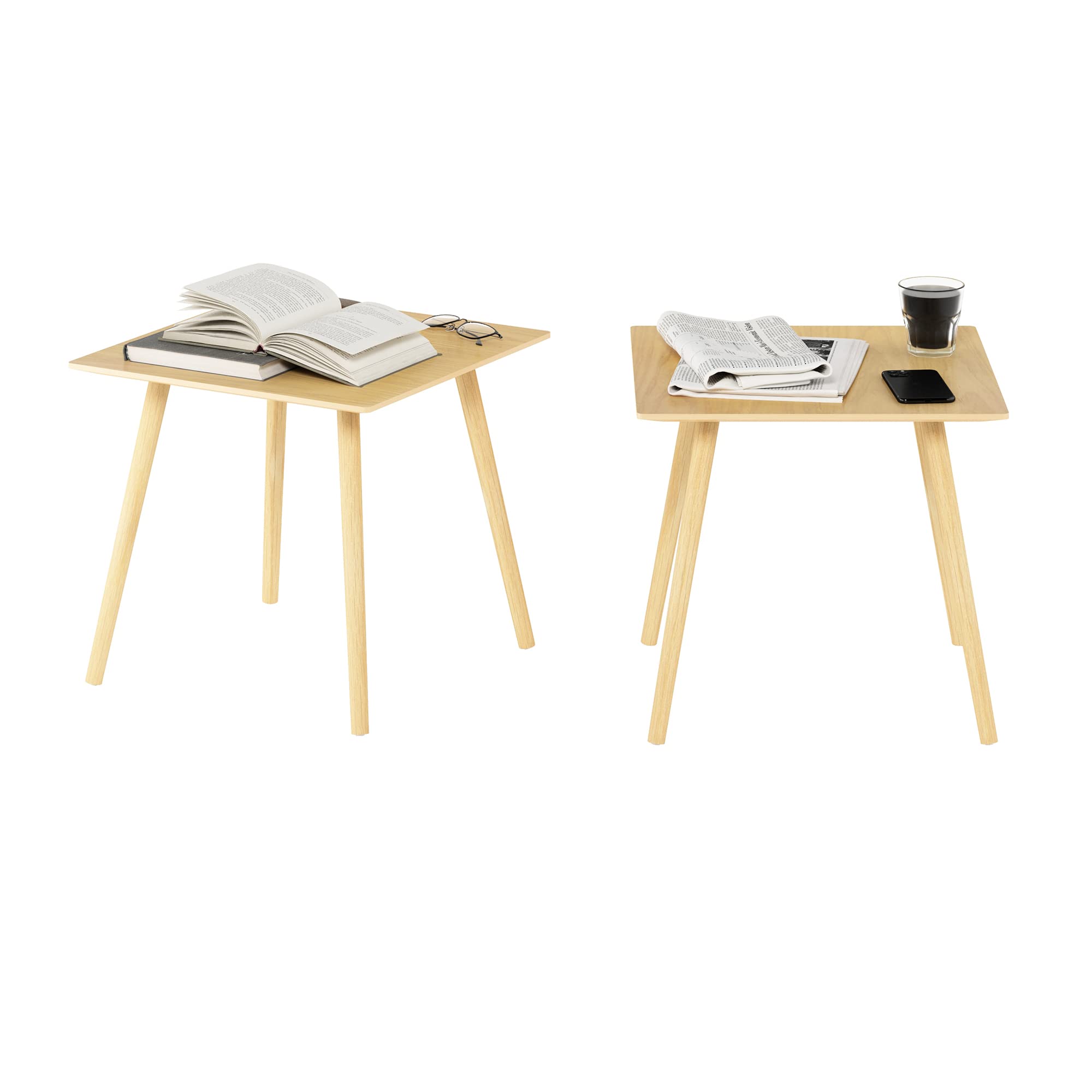 Furinno Decorative Hallway End Table, Set of 2, Oak