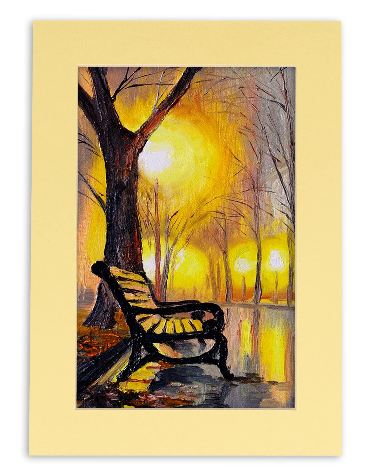 11.7x16.5 Mat Bevel Cut for 8.5x11 Photos - Acid Free Soft Yellow Precut Matboard - For Pictures, Photos, Framing - 4-ply Thickness