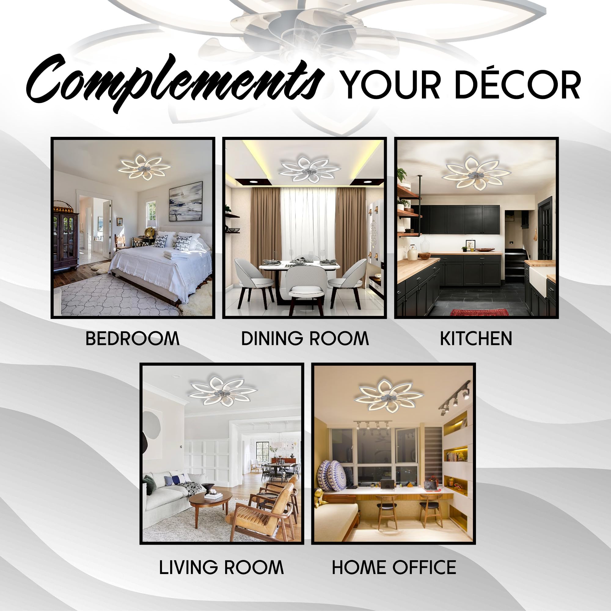 35''Ceiling Fans with Lights,Bladeless Ceiling Fan with Lights and Remote, Flush Mount Ceiling Fan with Dimmable LED Light,Modern Low Profile Ceiling Fan 6 Speed Wind Timing for Bedroom 90W (White)