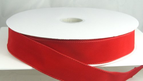Premium Ribbon INC Wired Traditional Red Velvet Christmas Ribbon 1 1/2'' #9 - 50 Yards (WirRed9-50)