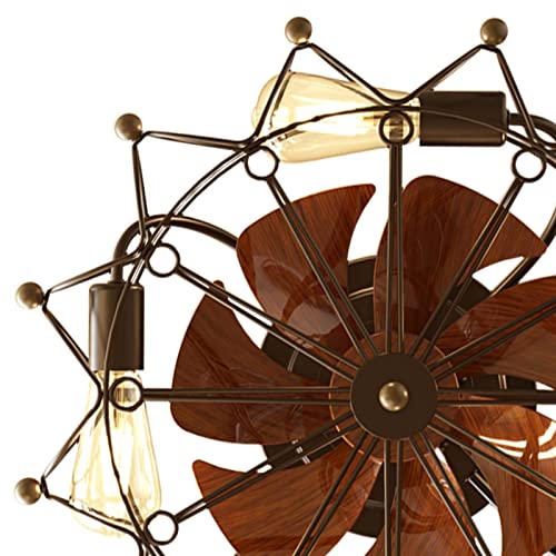 Ceviept Caged Ceiling Fans with Lights and Remote Control, Flush Mount Ceiling Fan with Light, Include Bulbs 6 Speeds Reversible Blades, Low Profile Ceiling Fan, Farmhouse Modern Lighting Fan-Black