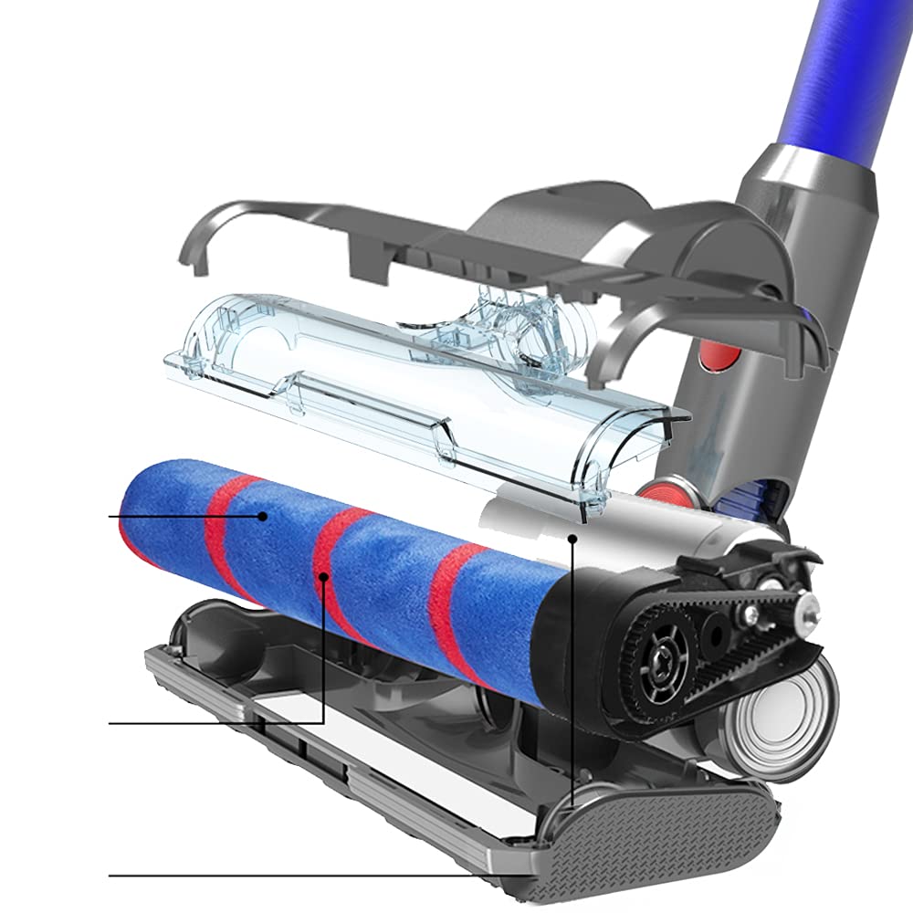 Animal Vacuum Head Replacement for Dyson v7 v8 v10 v11 v15 Soft Roller Cleaner Head Attachments with 4 LED Lights【v6, v12, sv18, DC, and Slim Series Not Compatible】