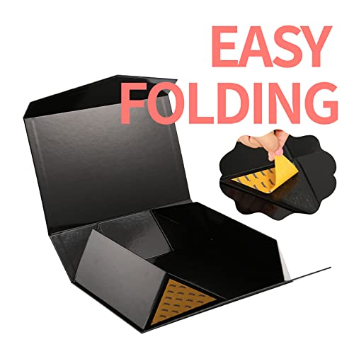 ARTDEARM Gift Box 13.5x9x4.1 Inches, Large Gift Box with Lid, Black Gift Box, Sturdy Gift Box, Magnetic Closure Gift Box, Groomsman Proposal Box for Gift (Glossy Black)
