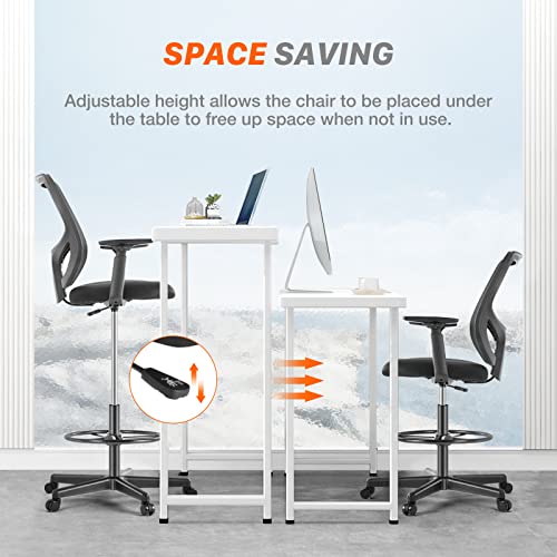 AFO Drafting Mid-Back Mesh Tall Office Stool Chairs with Armrest Adjustable Foot Ring for Standing Desk, Black