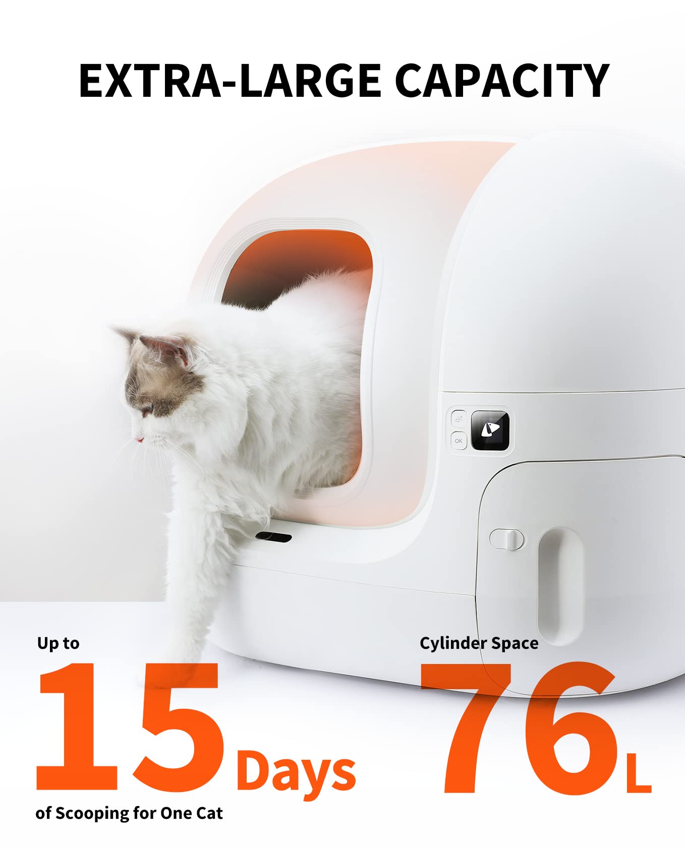 PETKIT PuraMax Self Cleaning Cat Litter Box, Automatic Cat Litter Box with Litter Mat, App Control 76L Large Space Cat Litter Box Includes Trash Bags, 2.4GHz WiFi