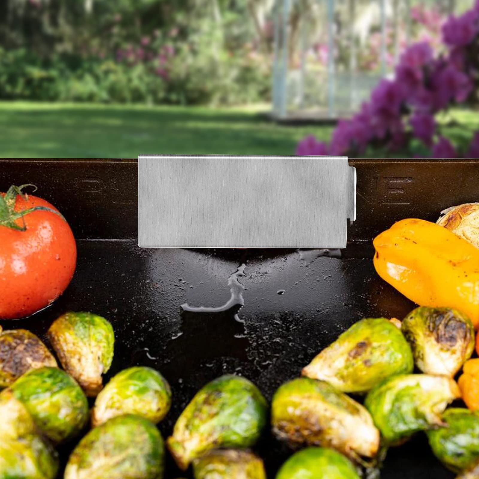 gataiphans Stainless Steel Rear Grease Gate/Guard/Dam, Grease Trap, Food Screen Barbeque Accessories for Blackstone Camp Chef Flat Top Griddle and Other Grills, Gate Only
