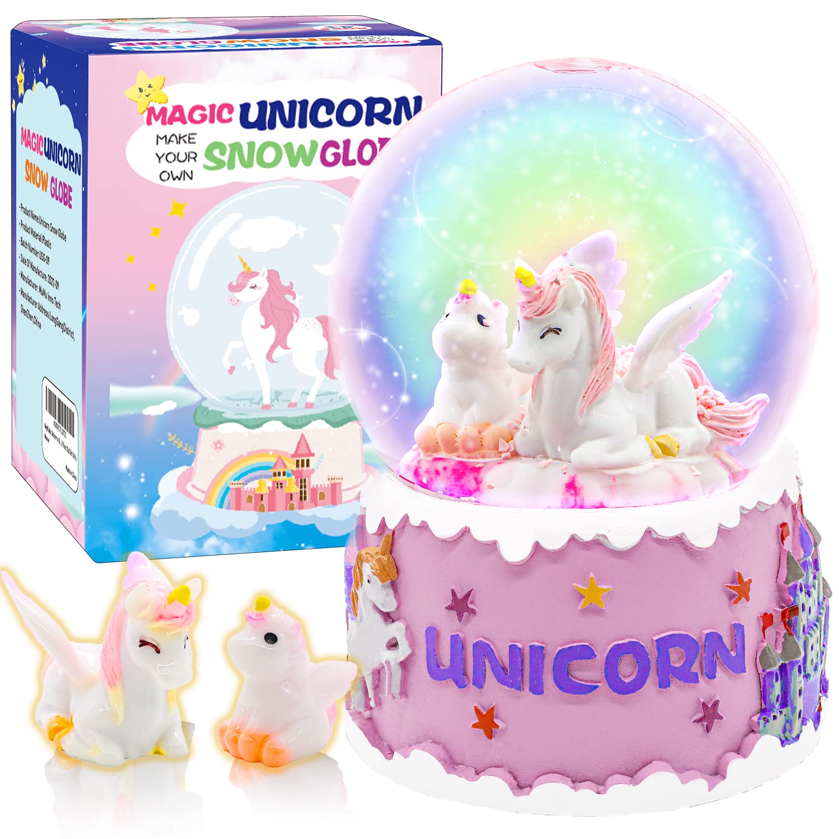 HeyKiddo Unicorns Gifts for Girls, Make Your Own Unicorn Music Snow Globe, Arts and Crafts for Kids, Unicorn Toys for Girls, Gifts for 4,5,6,7,8,9 10 Year Old Girl, Birthday, Ideas