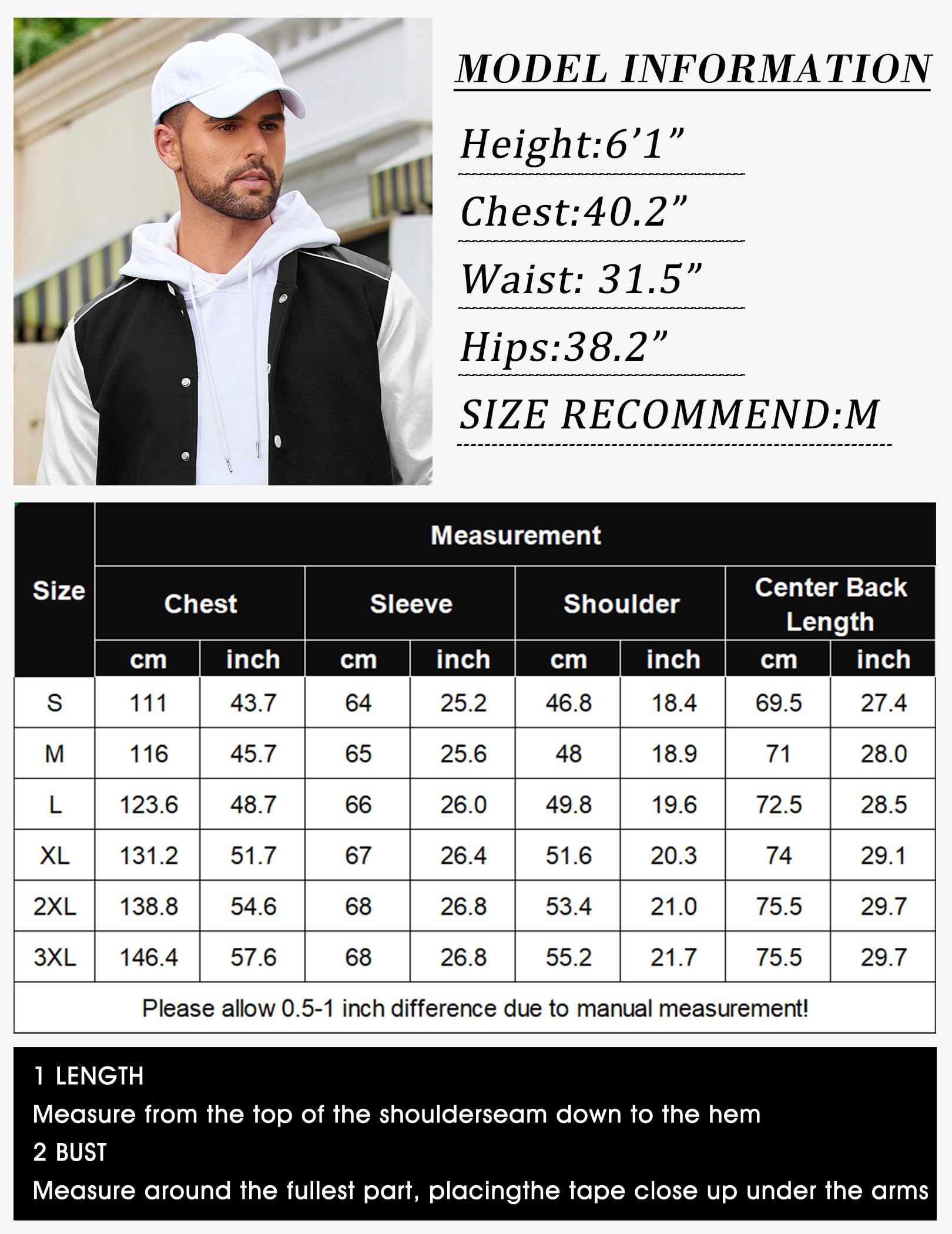 COOFANDY Mens Letterman Jackets Unisex Baseball Bomber Jacket Wool Faux Leather Coats Outwear Green Fall Jacket