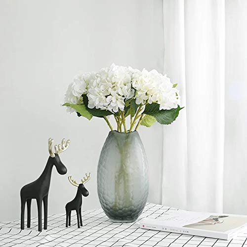 Kimura's Cabin 6 Pcs White Hydrangea Flowers Bouquets Silk Hydrangea Flowers with Stems Faux Hydrangea Stems for Home Wedding Party Table Core Decoration (White, Pack of 6)
