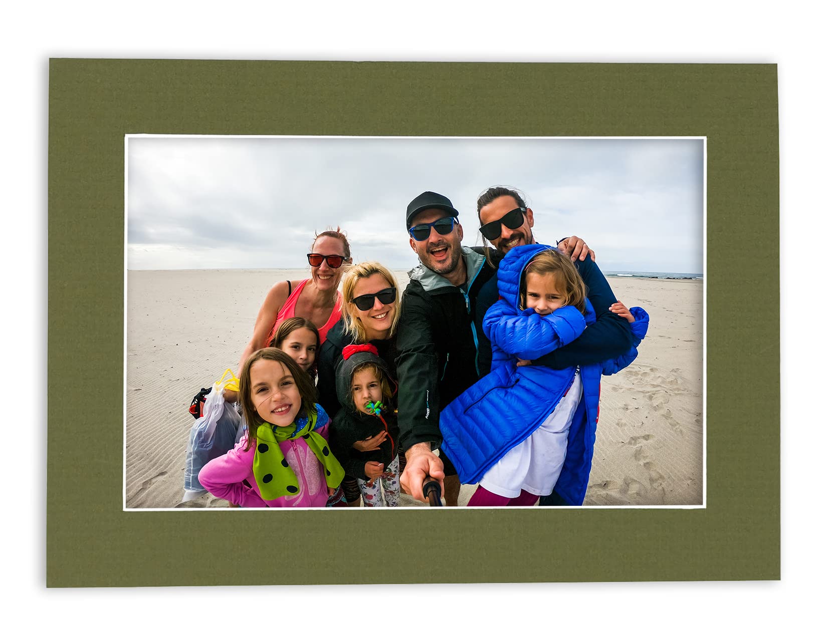 8x10 Mat Bevel Cut for 5x8 Photos - Acid Free Dill Green Precut Matboard - For Pictures, Photos, Framing - 4-ply Thickness