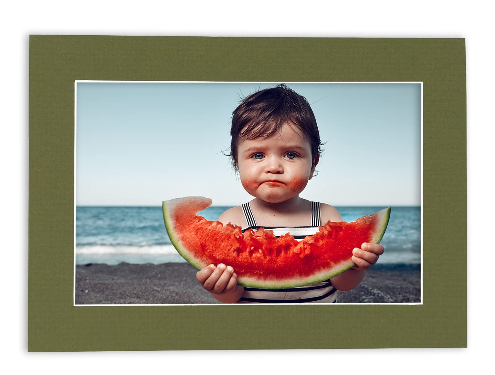 8x10 Mat Bevel Cut for 5x8 Photos - Acid Free Dill Green Precut Matboard - For Pictures, Photos, Framing - 4-ply Thickness