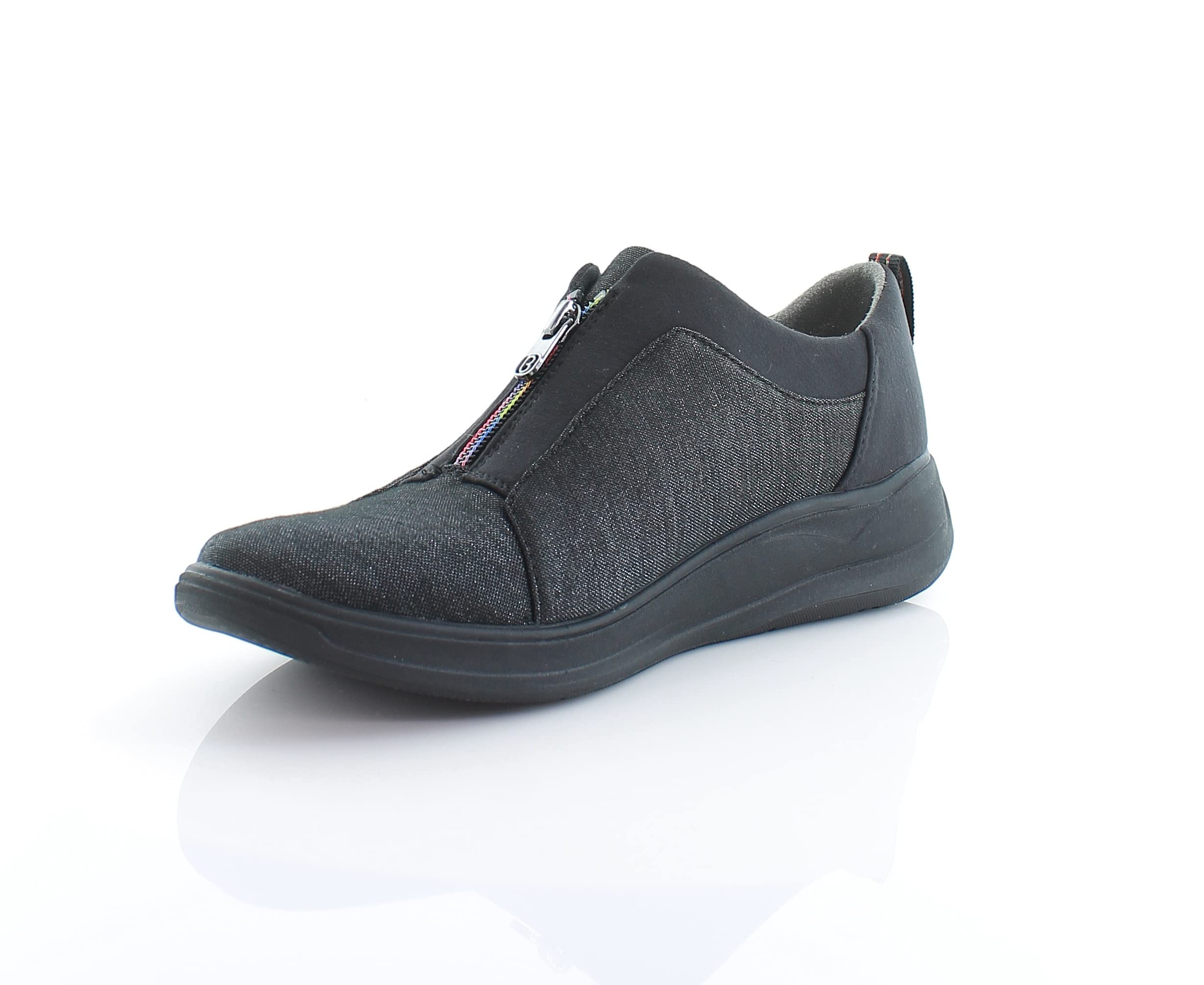 BZees Women's Take It Easy Sneaker, Black Shimmer, 7