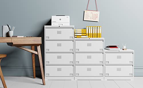 kingwolfox Lateral File Cabinet with Lock, 2 Drawers Large Metal Filing Cabinet, Home Office Lockable File Storage Cabinet for Hanging Legal/Letter A4/F4 Size.
