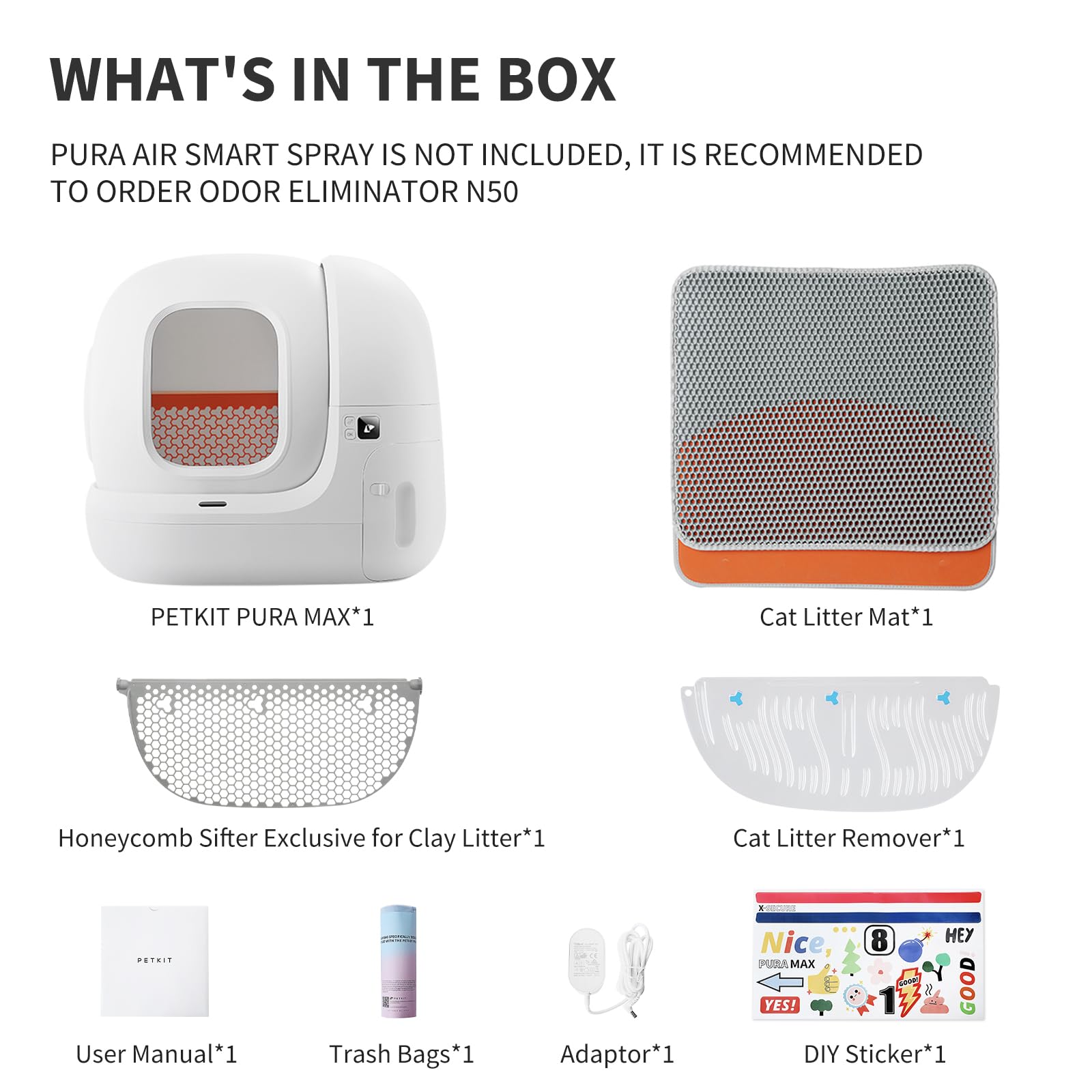 PETKIT PuraMax Self Cleaning Cat Litter Box, Automatic Cat Litter Box with Litter Mat, App Control 76L Large Space Cat Litter Box Includes Trash Bags, 2.4GHz WiFi
