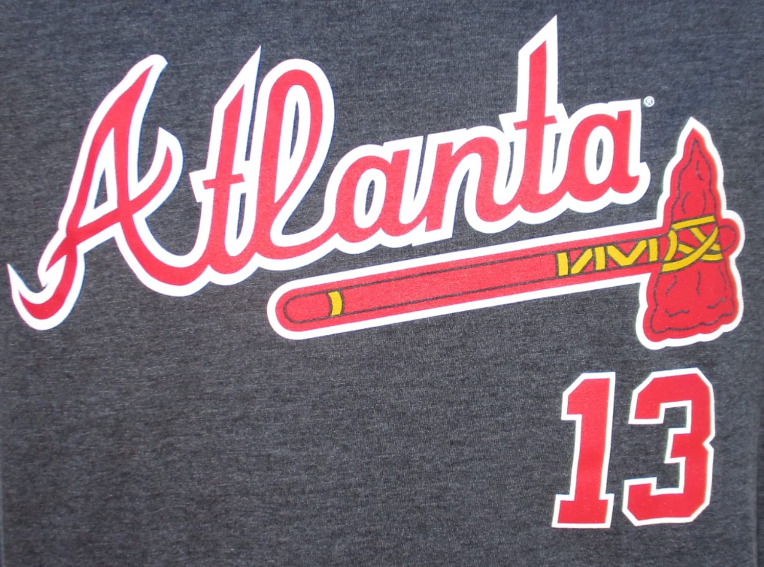 Ronald Acuña Jr. #13 Name and Number Short Sleeve Shirt - Charcoal Gray (Atlanta Braves, Large)