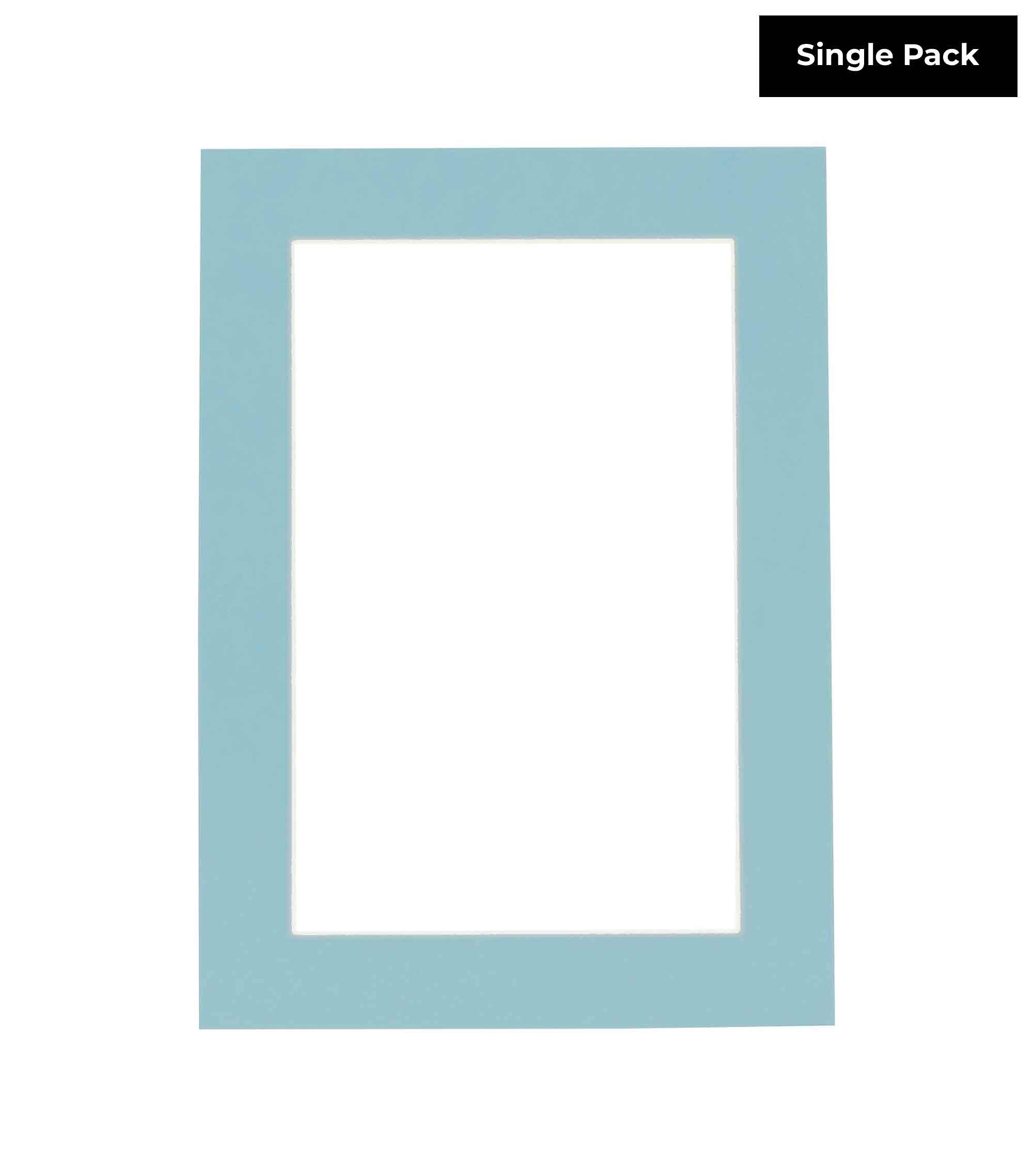 6x8 Mat Bevel Cut for 4x5 Photos - Acid Free Aqua Blue Precut Matboard - For Pictures, Photos, Framing - 4-ply Thickness