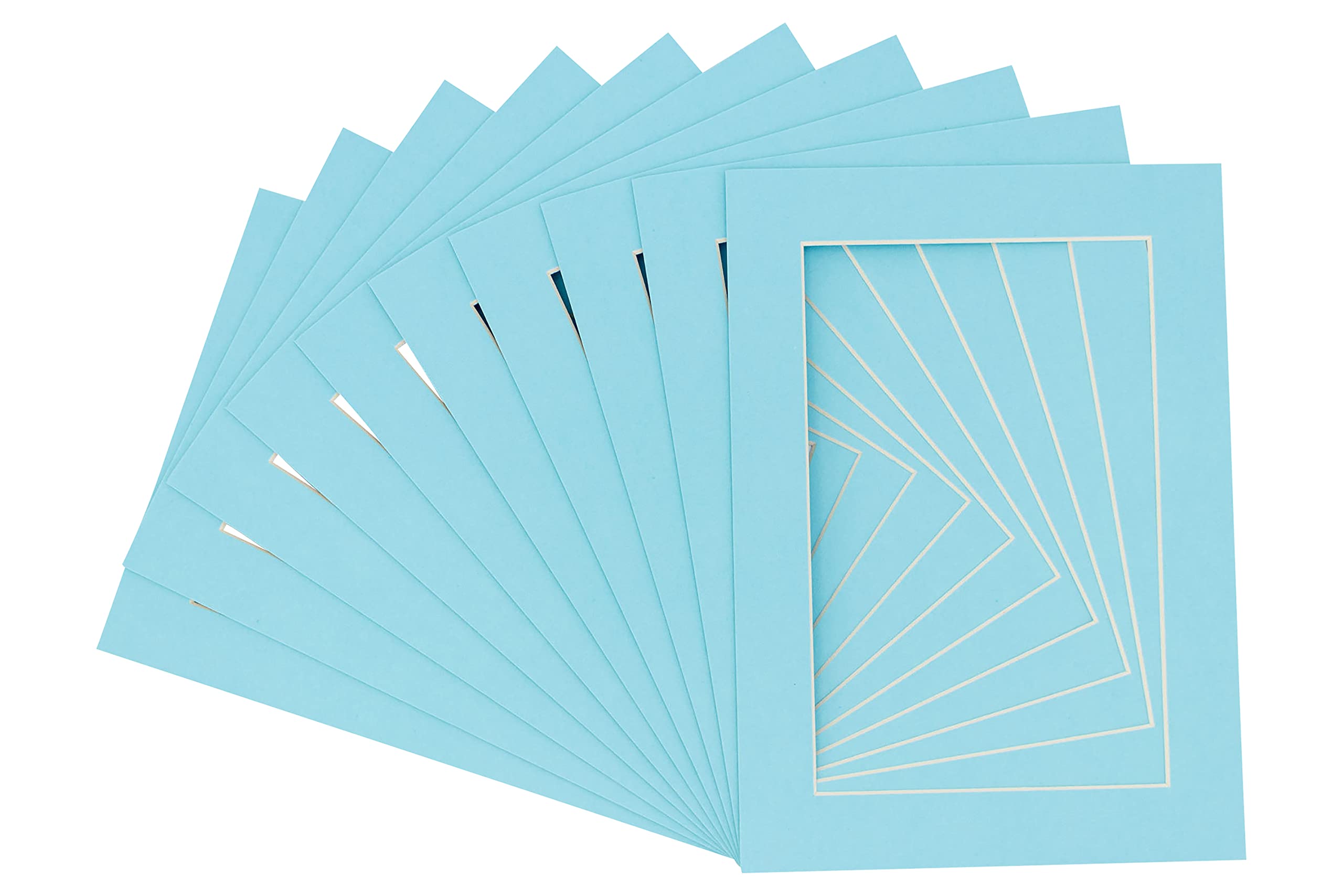 6x8 Mat Bevel Cut for 4x5 Photos - Acid Free Aqua Blue Precut Matboard - For Pictures, Photos, Framing - 4-ply Thickness