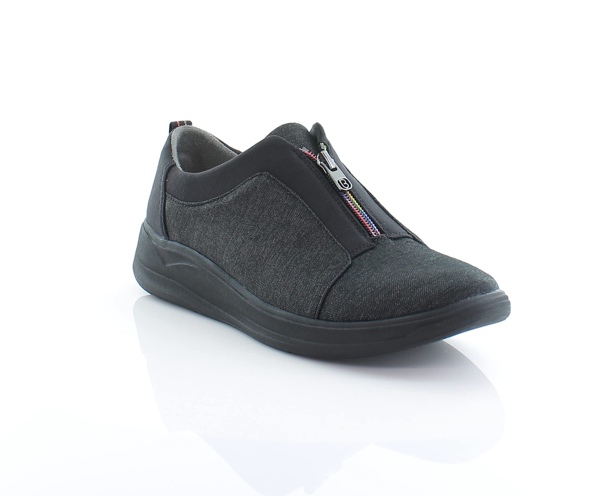 BZees Women's Take It Easy Sneaker, Black Shimmer, 7
