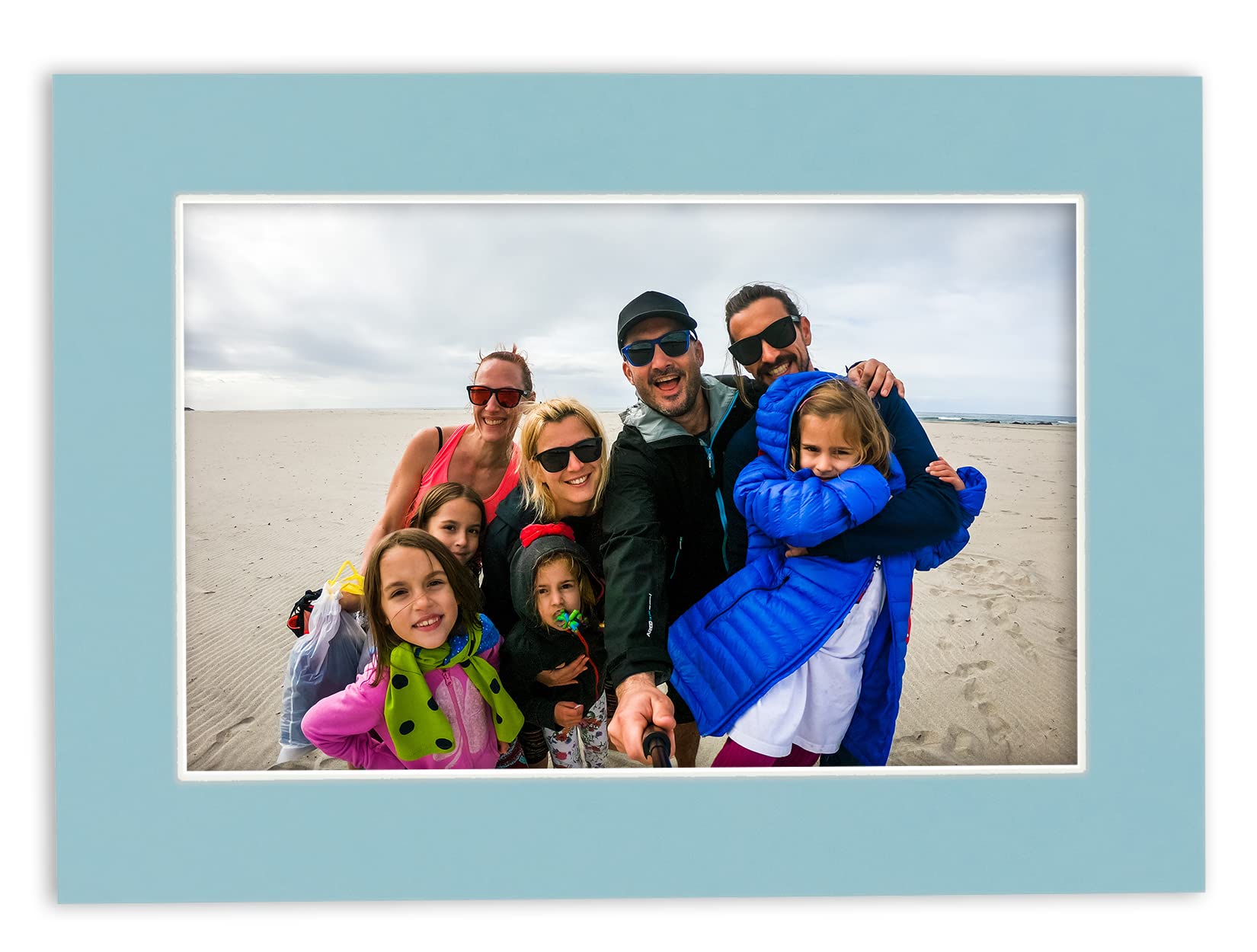 6x8 Mat Bevel Cut for 4x5 Photos - Acid Free Aqua Blue Precut Matboard - For Pictures, Photos, Framing - 4-ply Thickness