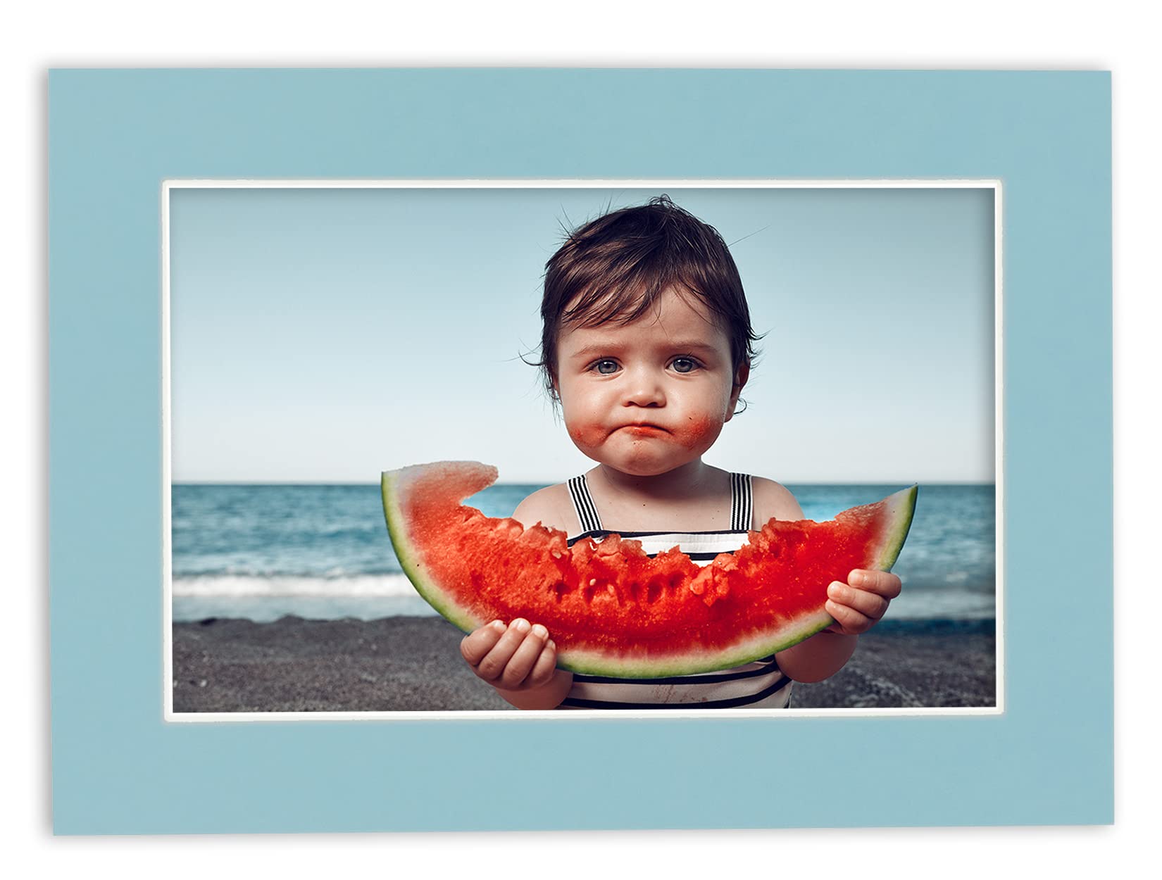 6x8 Mat Bevel Cut for 4x5 Photos - Acid Free Aqua Blue Precut Matboard - For Pictures, Photos, Framing - 4-ply Thickness