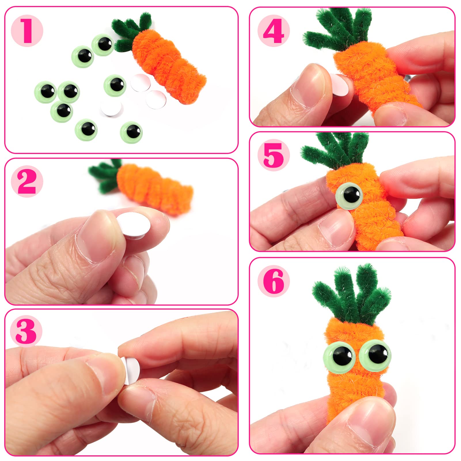 TOAOB 400pcs Glow in The Dark Wiggle Googly Eyes Self Adhesive Luminous Googly Eyes 15mm 18mm 20mm 24mm Plastic Sticker Eyes for DIY Crafts Scrapbooking Decoration
