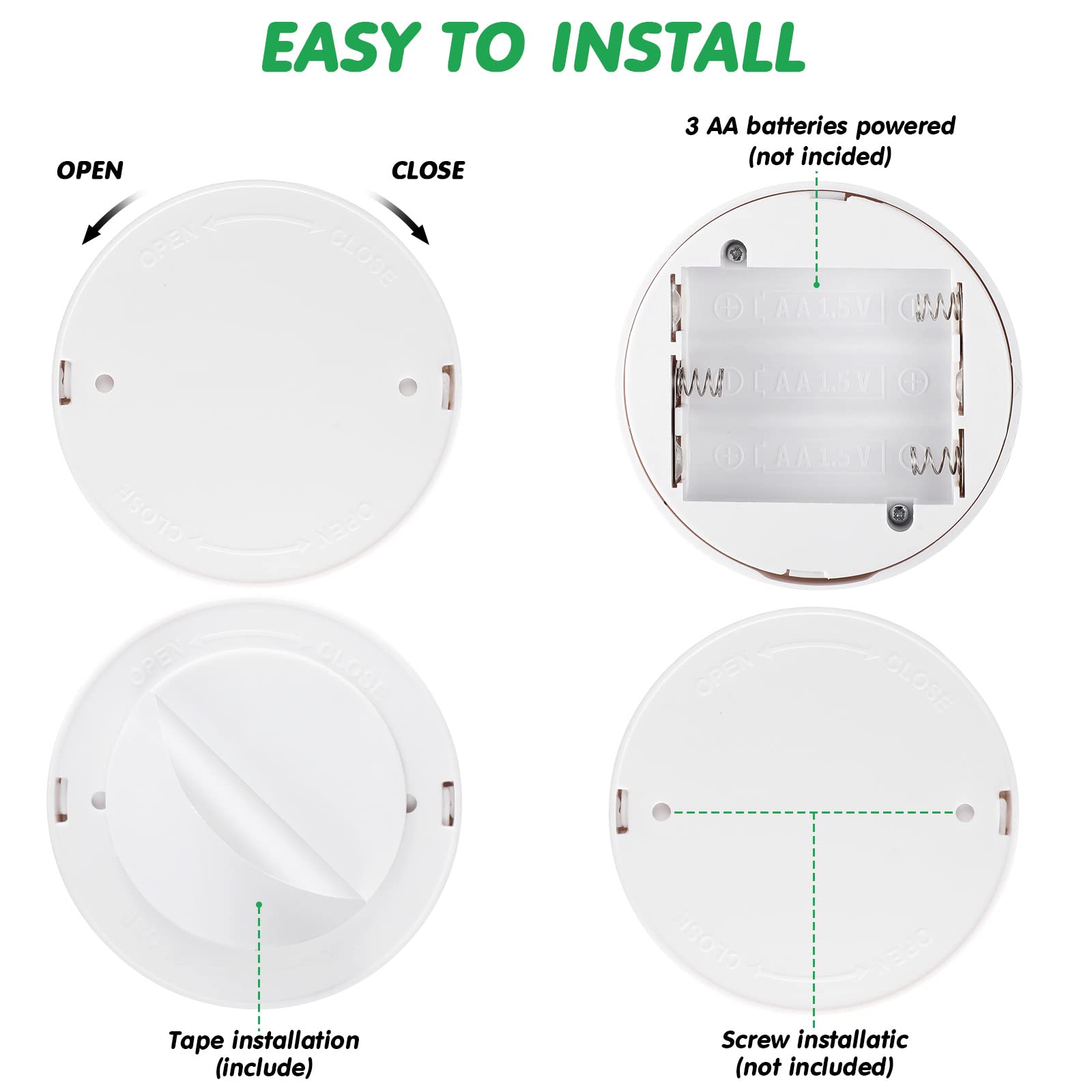 Honoson 4 Pack Dual Head Battery Operated Spotlights Indoor Wireless RGB LED Spot Light with Remote 13 Color Accent Lights with Rotatable Head Stick on Wall Hallway, for Painting Picture(White)