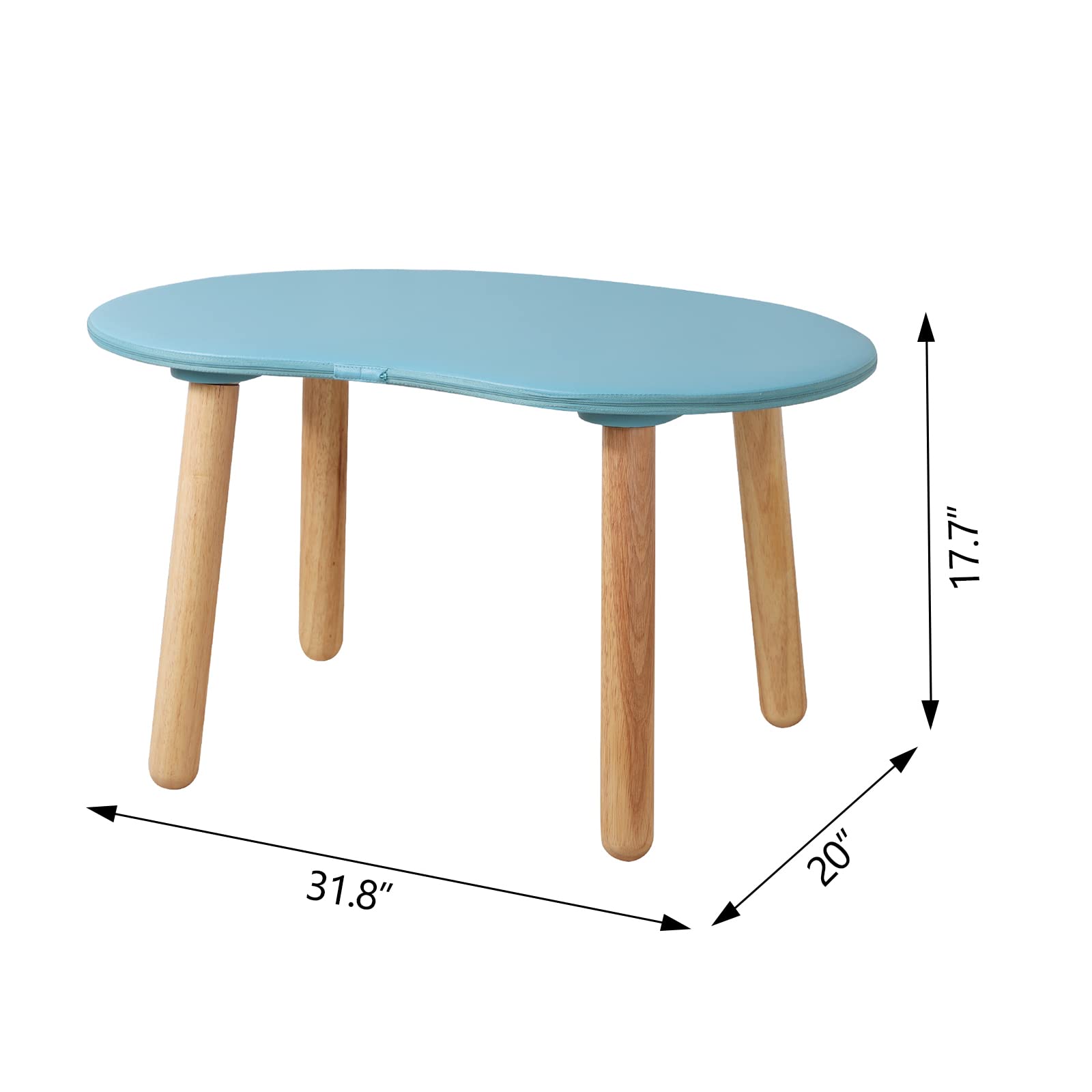 AFBKSS&BB Kids Table, Children Study Table Pre-School Kids Reading Desk Wood Baby Table with 4 wooden legs (Blue)