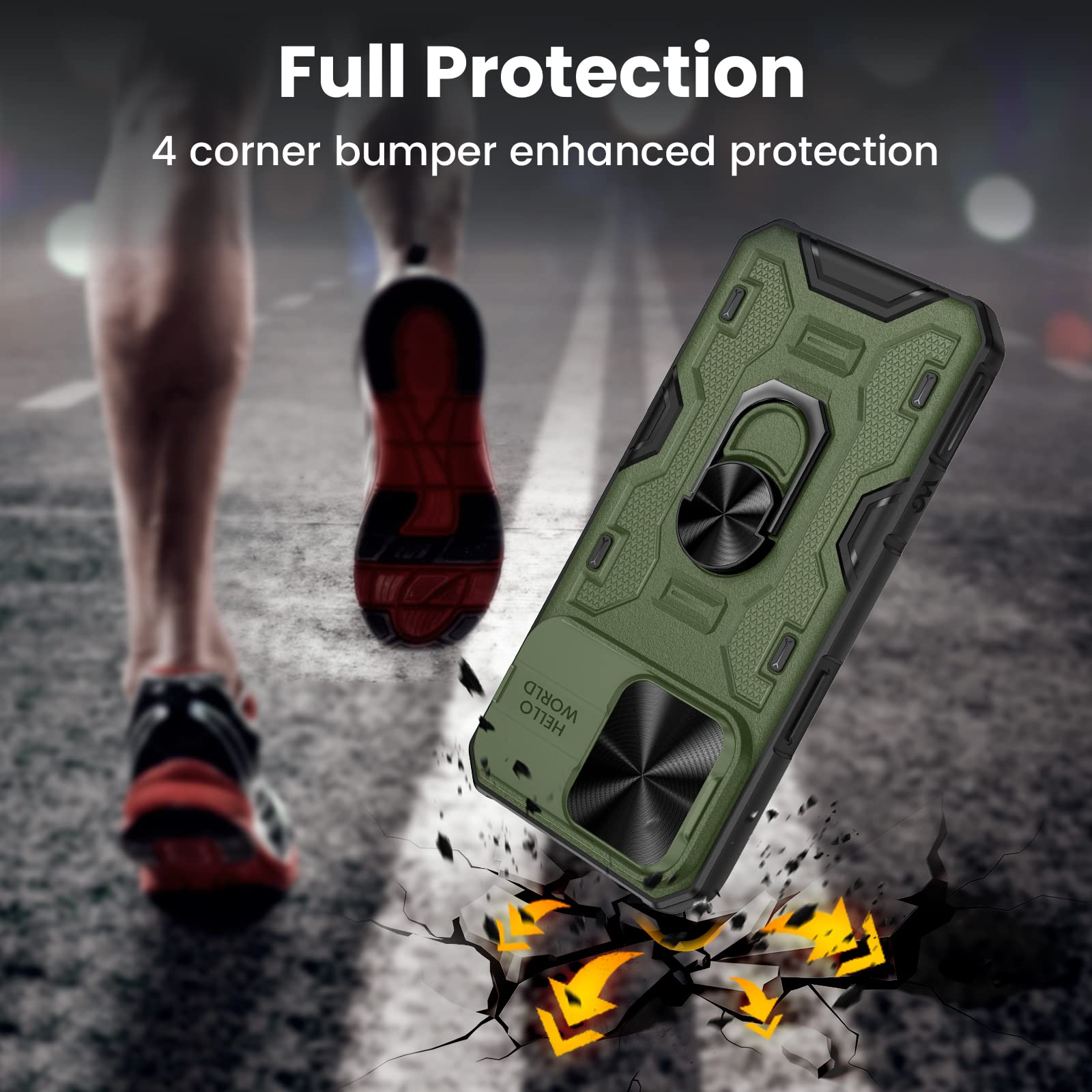 VEGO for iPhone 14 Pro Max Case, iPhone 14 ProMax Case with Slide Camera Cover Built-in 360° Rotate Ring Stand Kickstand Fit for Magnetic Car Mount Cover Case for iPhone 14 Pro Max 6.7" 2022 - Green