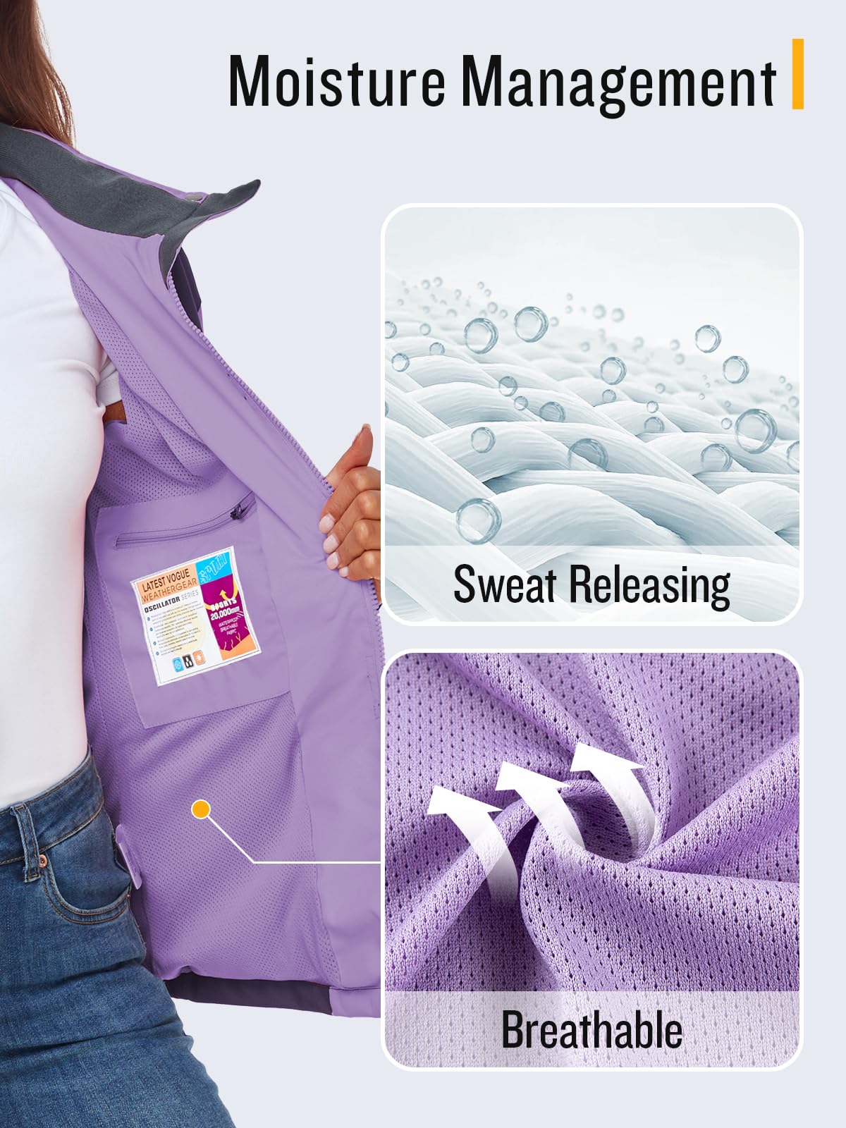 SaphiRose Womens Waterproof Rain jacket Lightweight Active Outdoor Raincoat with Removable Hood (Purple,Large)