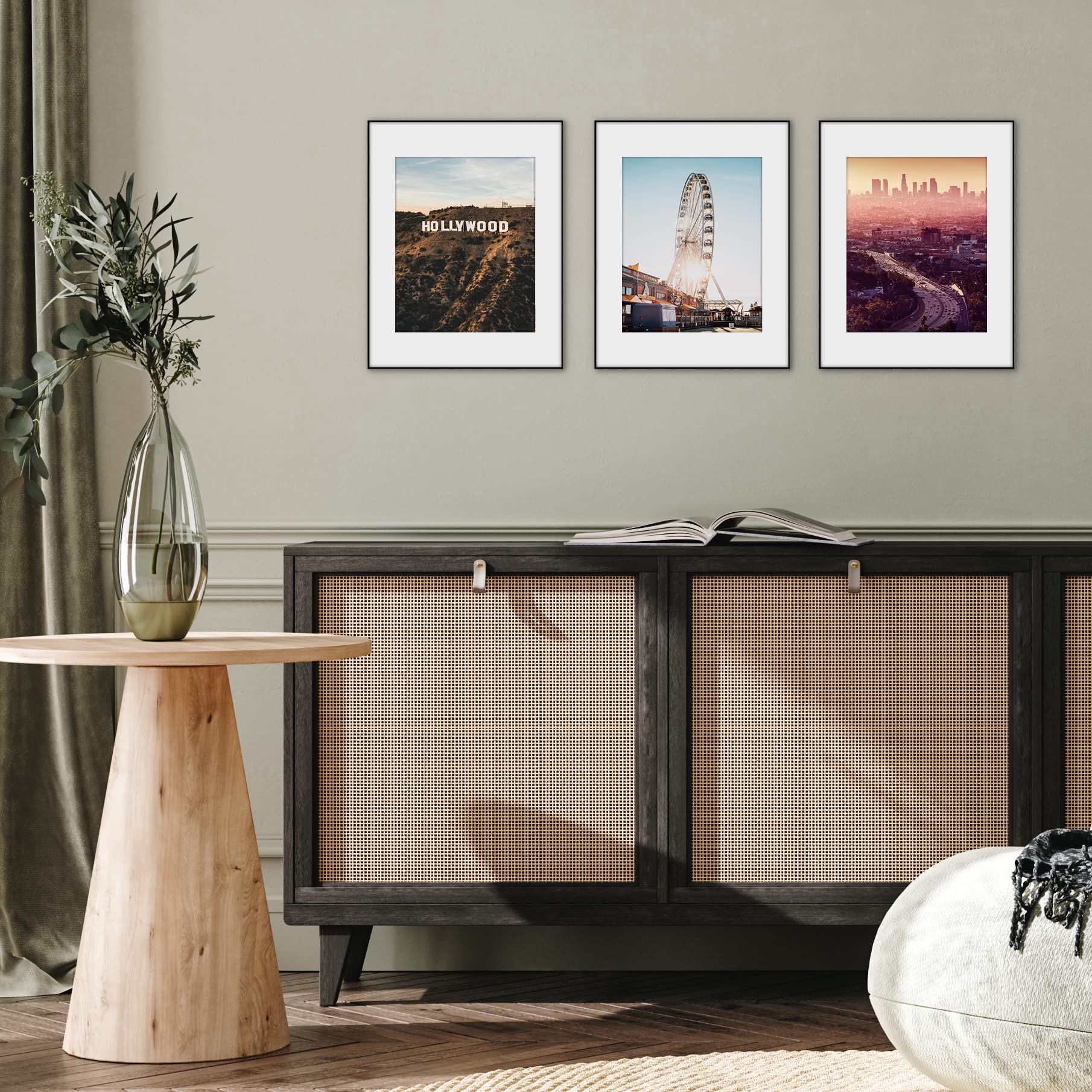 Americanflat Front Loading 11x14 Picture Frame with Shatter-Resistant Glass - Set of 3 - Use as 8x10 Frame with Mat - Metropolitan Collection - Photo Frame for Wall Display - Black