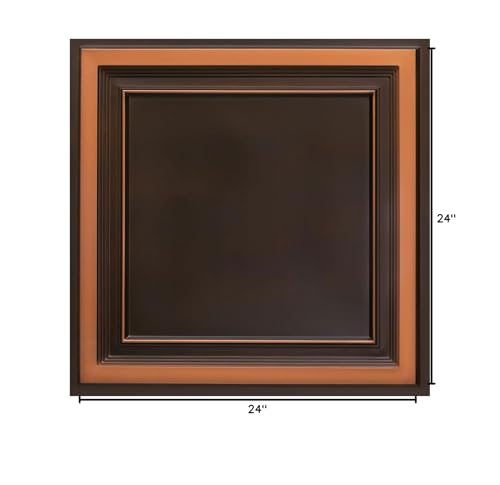 From Plain To Beautiful In Hours 233 Galleria PVC 2' x 2' Glue-up or Lay-in Ceiling Tile (Covers / 40 sq.ft), Antique Copper, 10 Piece