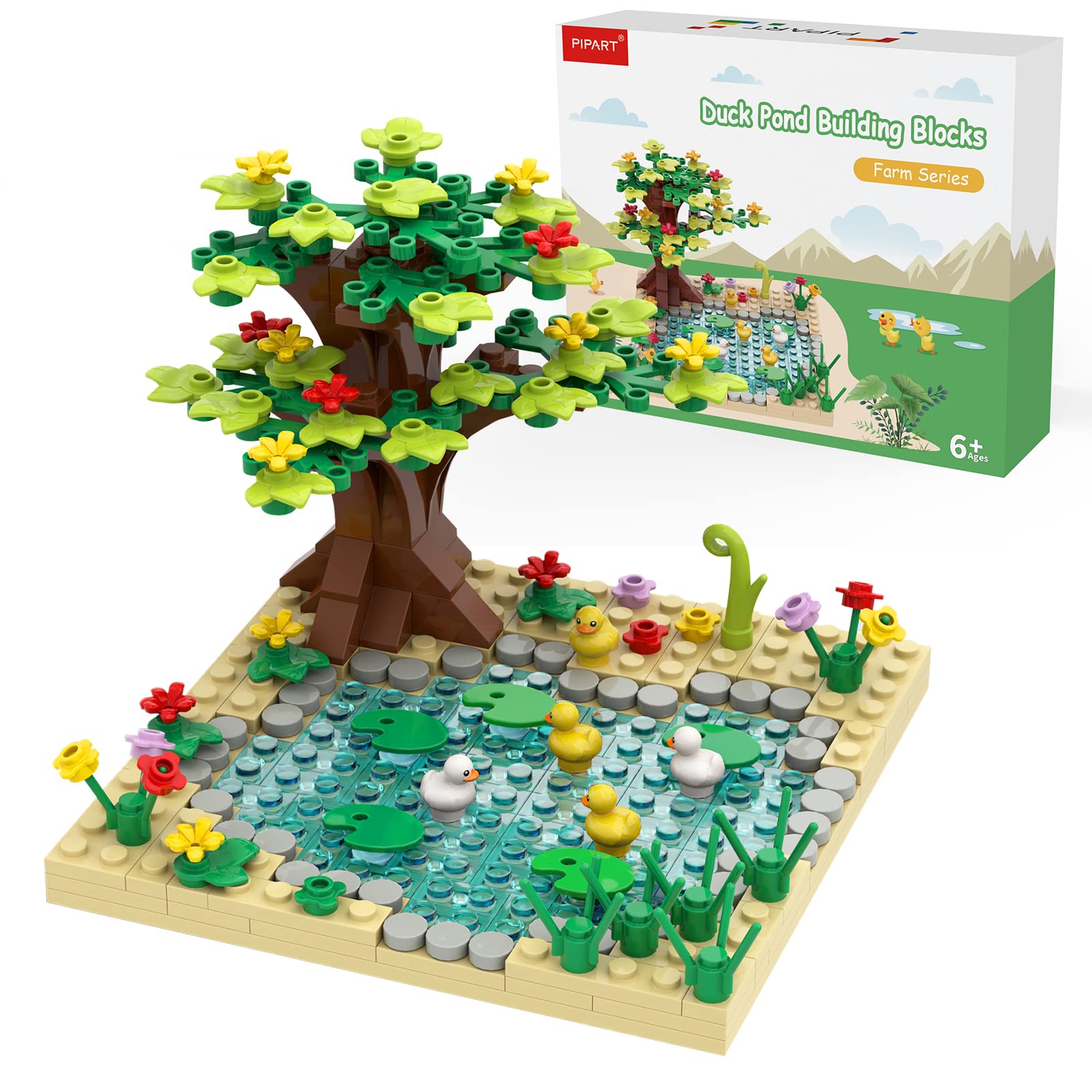 PIPART Farm Animal Duck Pond Building Set, MOC Accessories Bricks Animal Building Toy Set for Kids, Girls and Boys Age 6+ (246 Pieces)