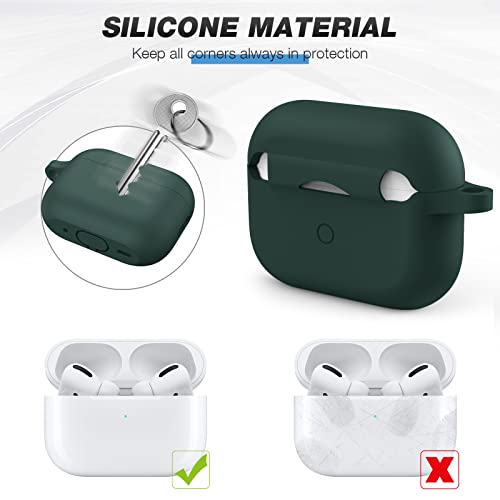 BRG Compatible with Airpods Pro 2nd/1st Generation Case Cover, Soft Silicone Skin Cover Shock-Absorbing Protective Case with Keychain Compatible for Apple Airpods Pro Case 2023/2022/2019