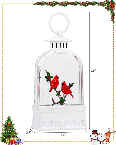 Christmas Cardinal Snow Globes,Musical Lighted with 6H Timer Swirling Glitter, Christmas Decoration Snow Globe Lantern, Red Bird Cardinal Gifts Christmas Decoration Indoor for Home