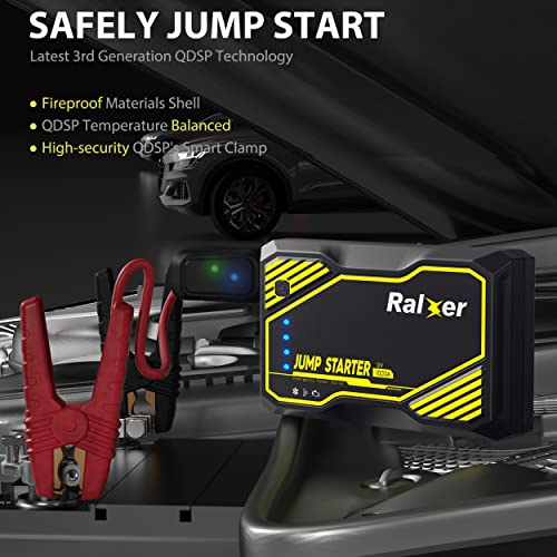 RALXER Battery Jumper Starter Portable,1000A Battery Booster Pack for Up to 7.0 Gas or 5.5L Diesel Engine,12V Portable Jump Box with LED Light,USB C Charge Cable