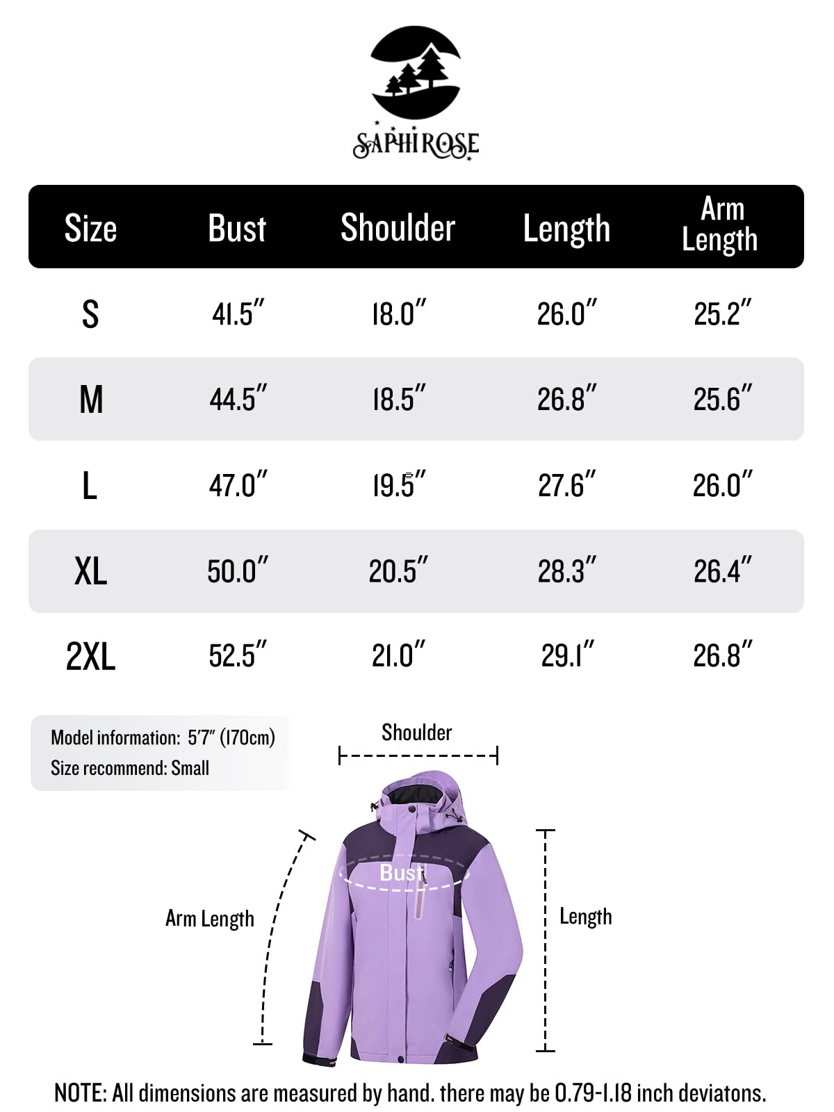 SaphiRose Womens Waterproof Rain jacket Lightweight Active Outdoor Raincoat with Removable Hood (Purple,Large)
