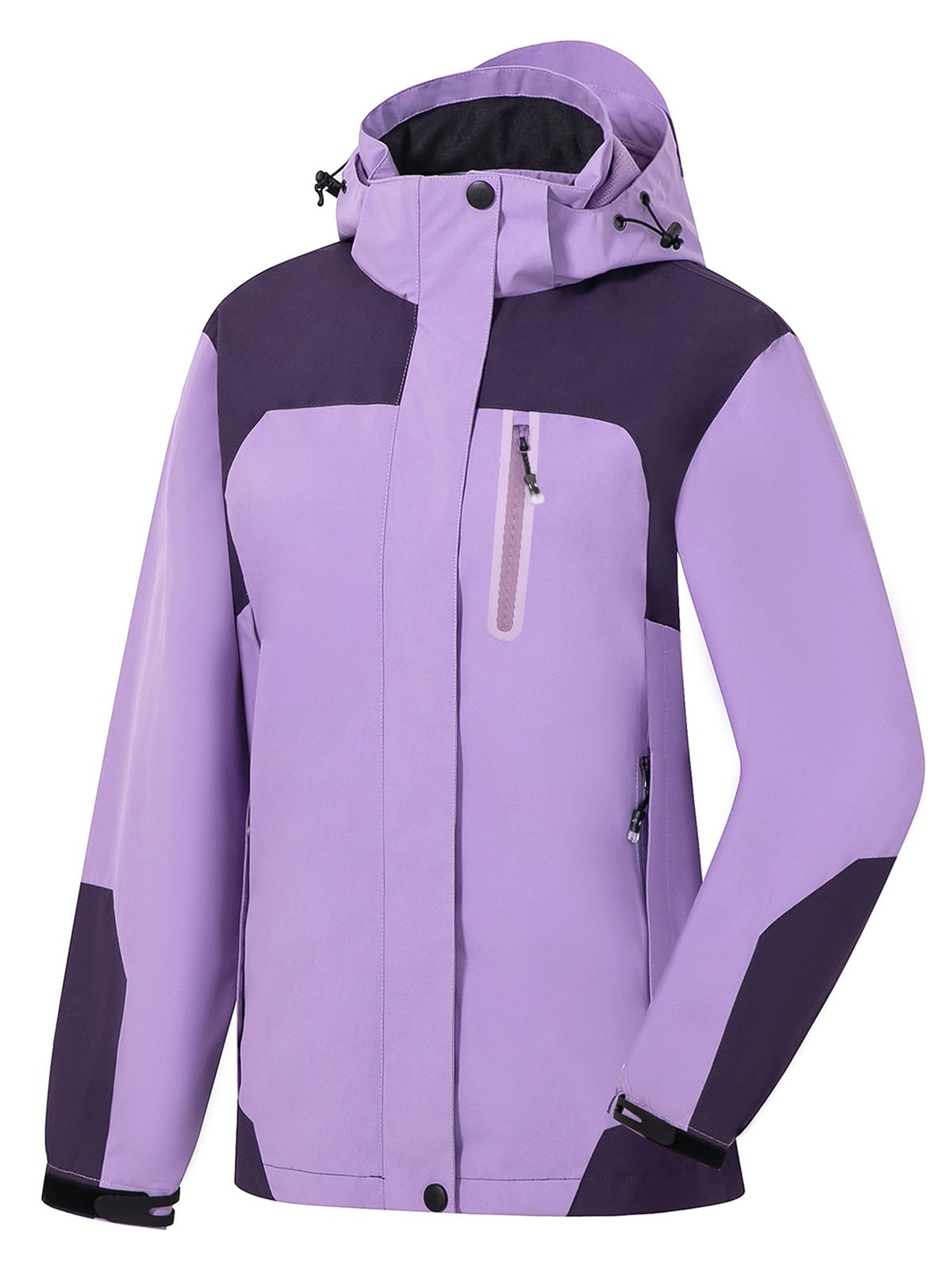 SaphiRose Womens Waterproof Rain jacket Lightweight Active Outdoor Raincoat with Removable Hood (Purple,Large)