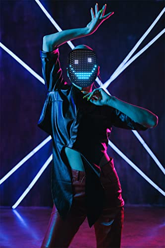 cosday LED Mask Light Up Face Mask with Programmable for Kids Adults for Cosplay Party Halloween Costume (Mini Led Mask)