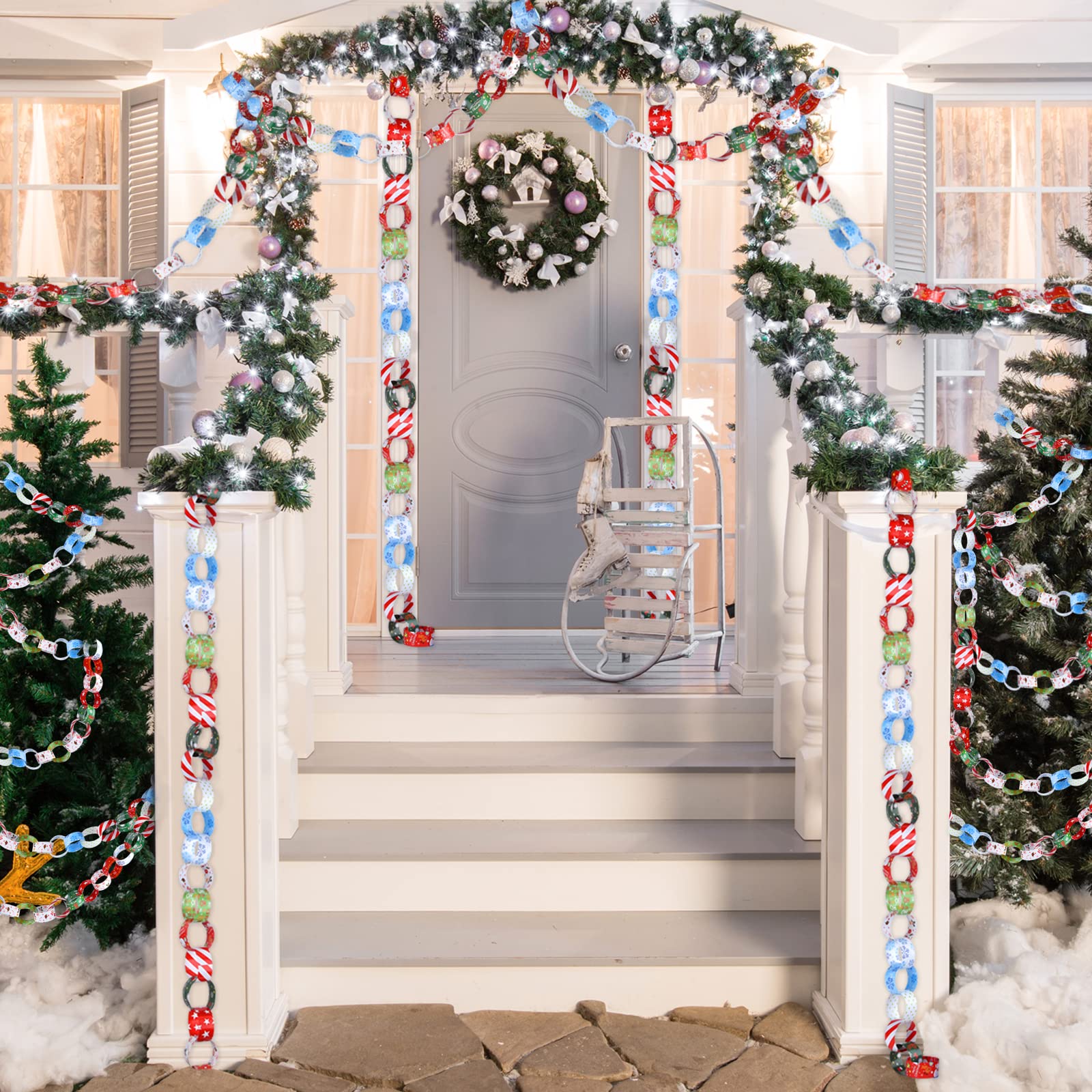 MIAHART Merry Christmas Paper Chains 300 Links Festive Paper Craft Supplies for Christmas and Festive Party Decorations